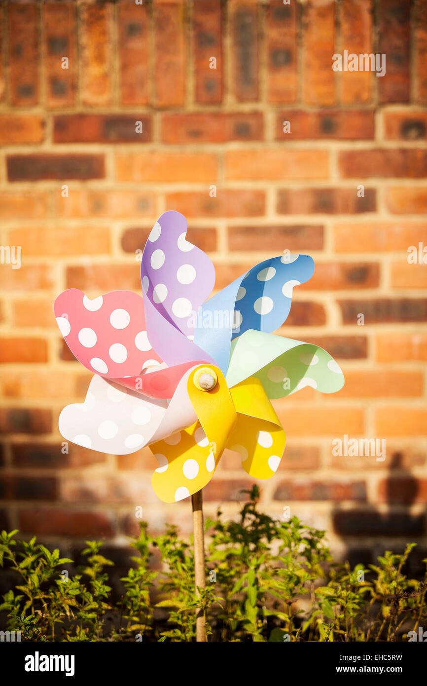 Multi colored pin wheel windmill Stock Photo - Alamy