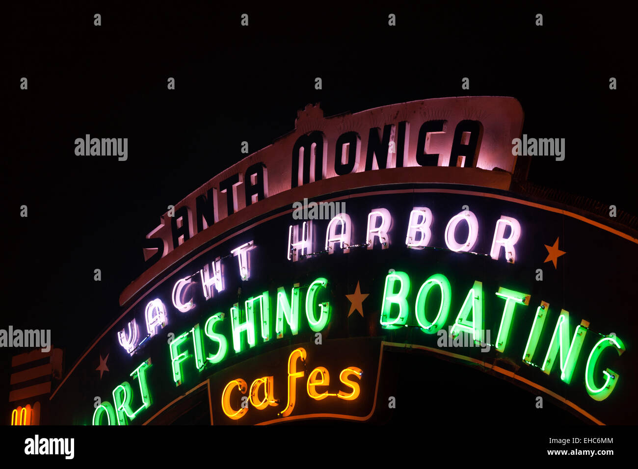 SANTA MONICA PIER NEON SIGN SANTA MONICA LOS ANGELES CALIFORNIA USA ...