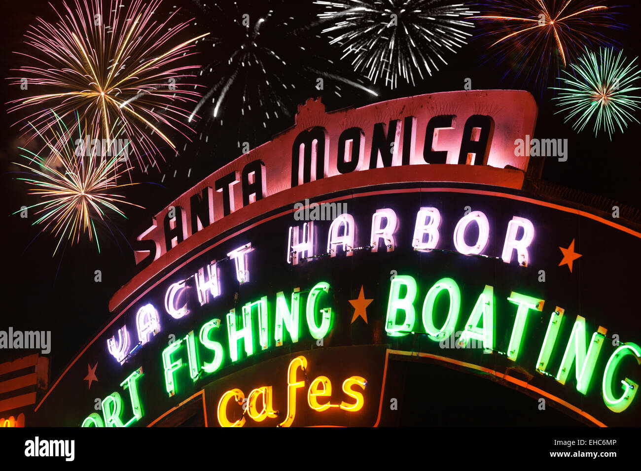 SANTA MONICA PIER NEON SIGN SANTA MONICA LOS ANGELES CALIFORNIA USA ...