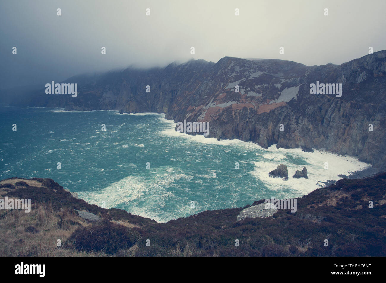 Toned photograph of Sliabh Liag (Slieve League) cliffs in Co. Donegal ...