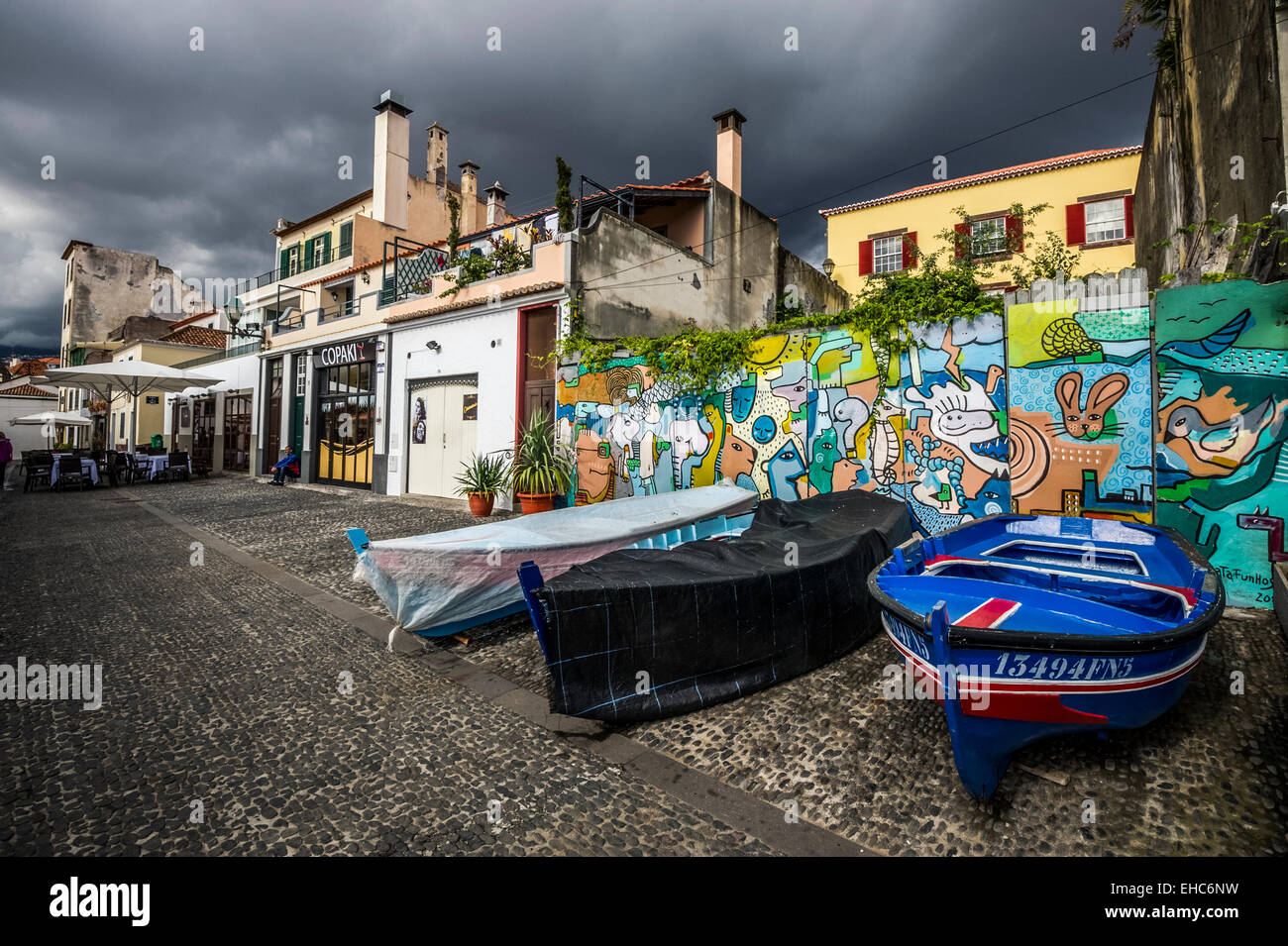Island of Madeira, street scenes in the old part of Funchal Stock Photo ...