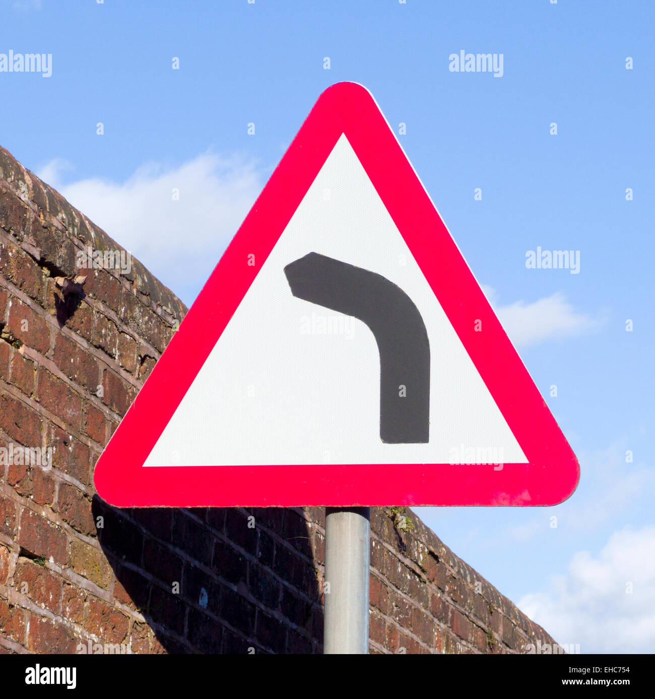 Left hand bend road sign hi-res stock photography and images - Alamy