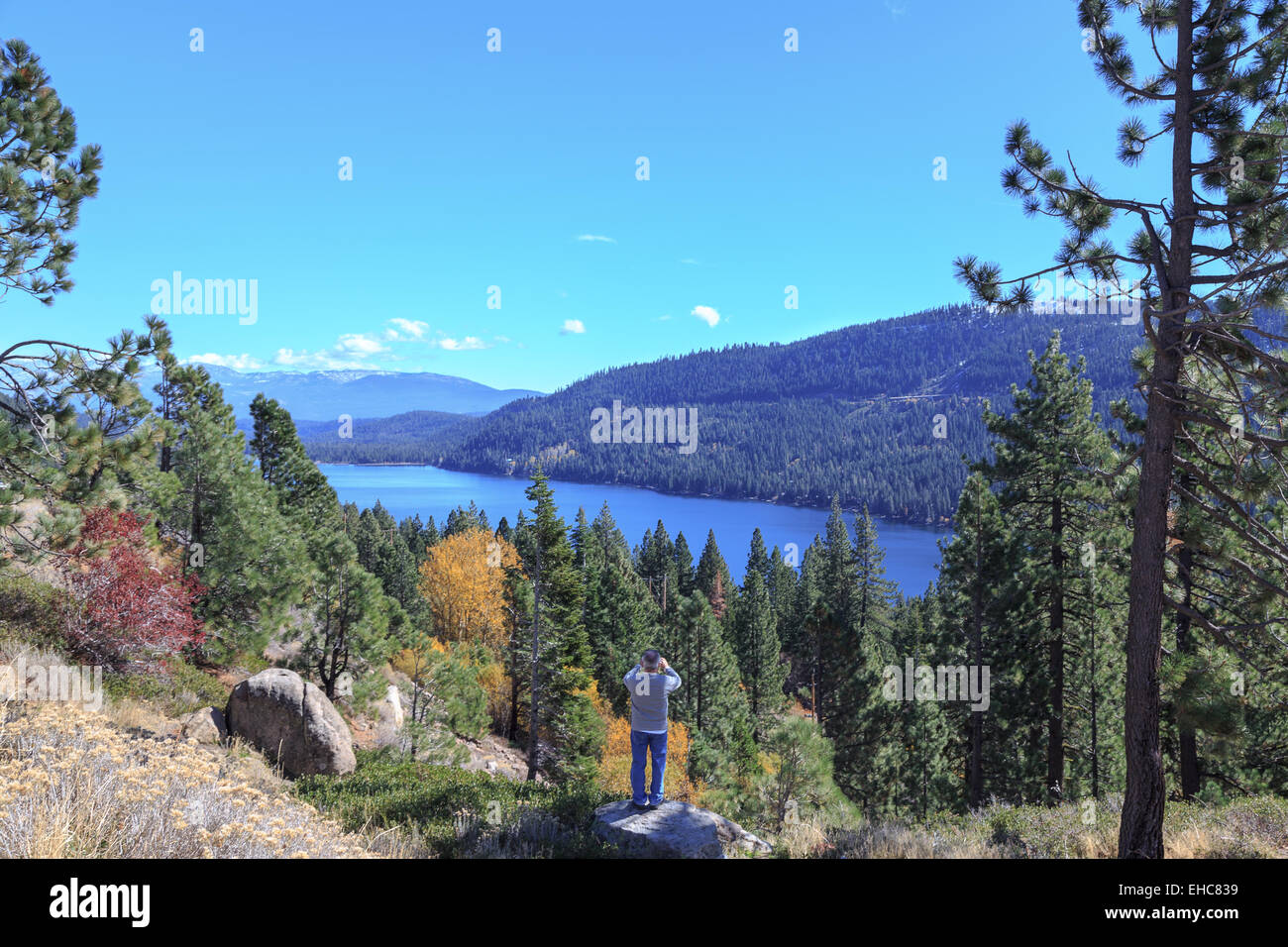 Man takes photo of scenic Tahoe National Forest views on the California ...