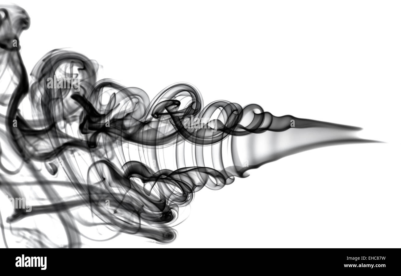Black Abstraction: magic smoke pattern over white background Stock ...