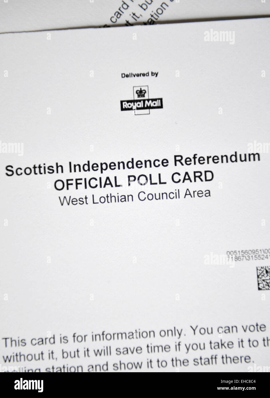 A poll card for Scottish Independence Referendum 2014 voting Featuring ...
