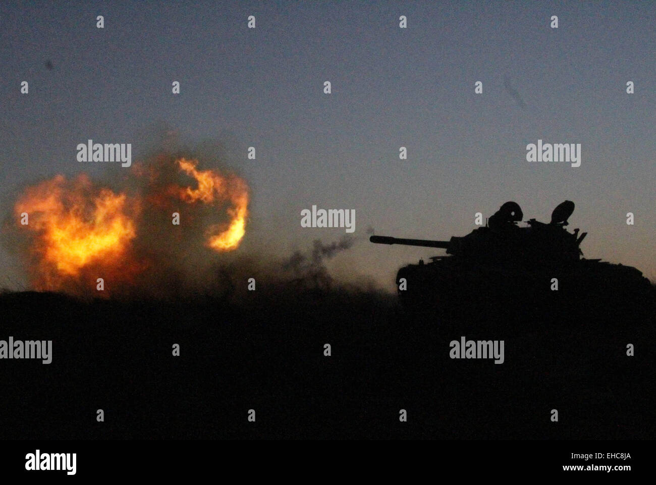 Tripoli. 11th Mar, 2015. A Libya Dawn tank fires near Libya's capital ...