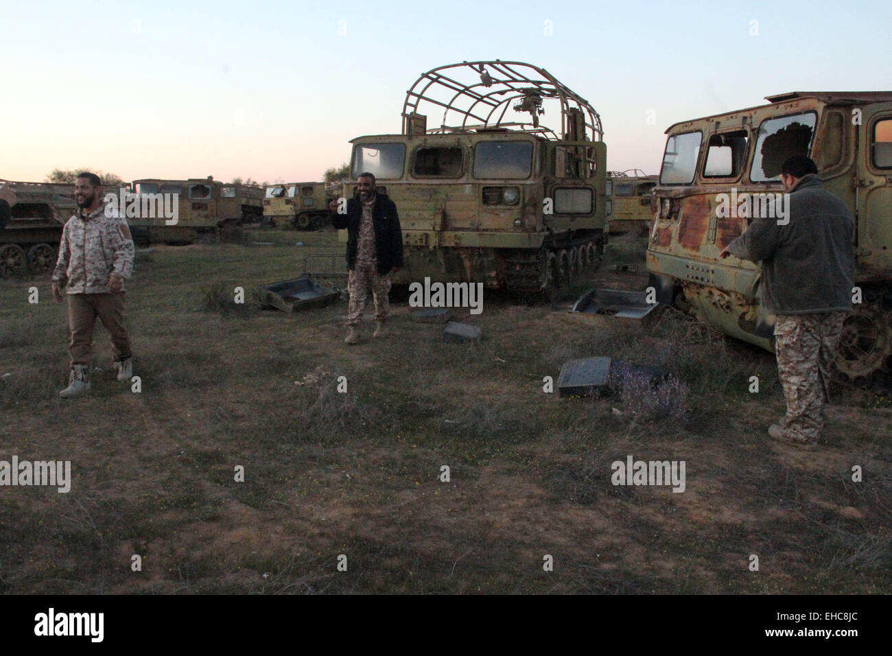 Tripoli. 11th Mar, 2015. Some Libya Dawn fighters takes a rest behind ...