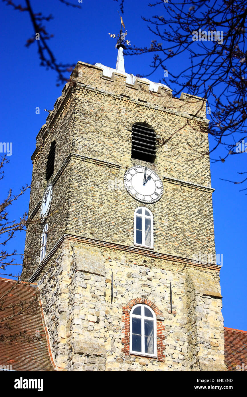 The clock tower of St Peters church in Sandwich Stock Photo - Alamy