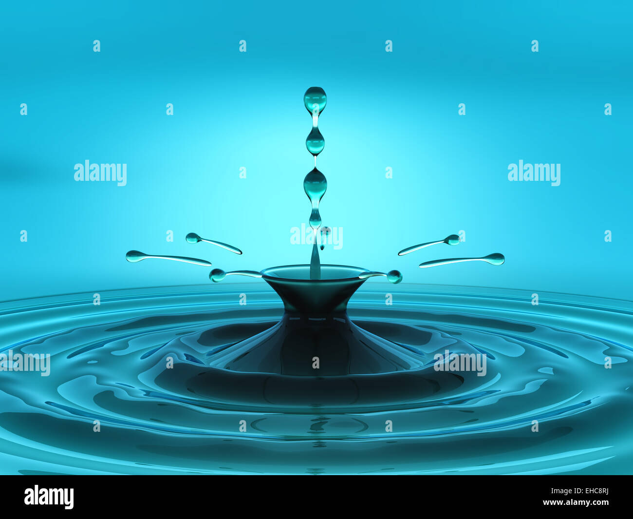 Splashes and drops of blue liquid with splatter and waves Stock Photo ...