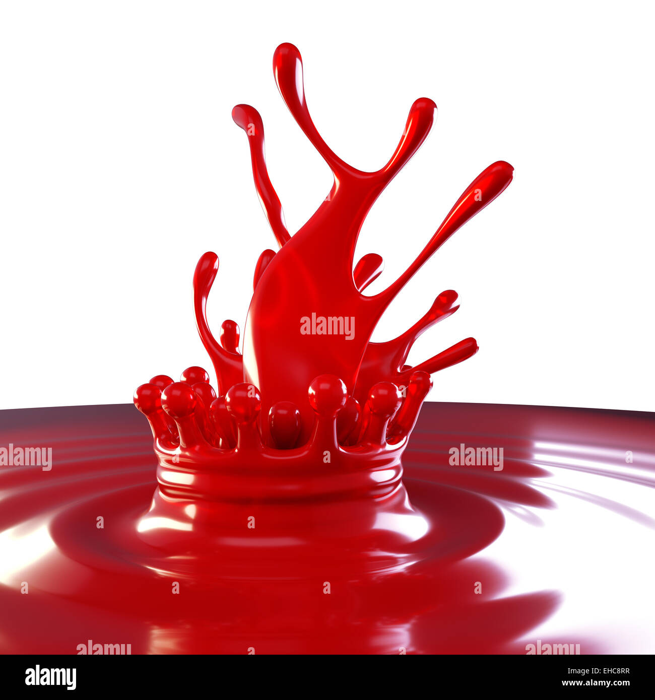 Splashes of red colorful liquid with droplets on white Stock Photo - Alamy
