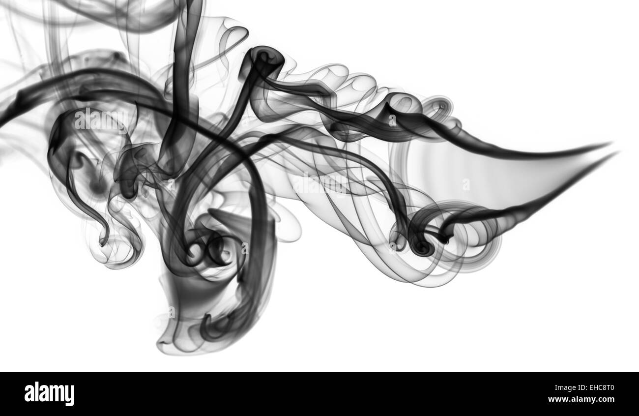 Abstraction: magic black smoke pattern on white Stock Photo - Alamy