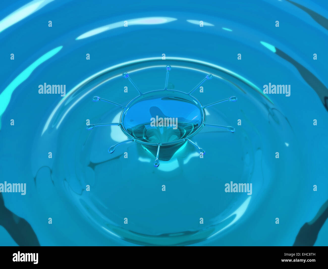 Blue water or fluid splashes and ripples. Top side view Stock Photo - Alamy