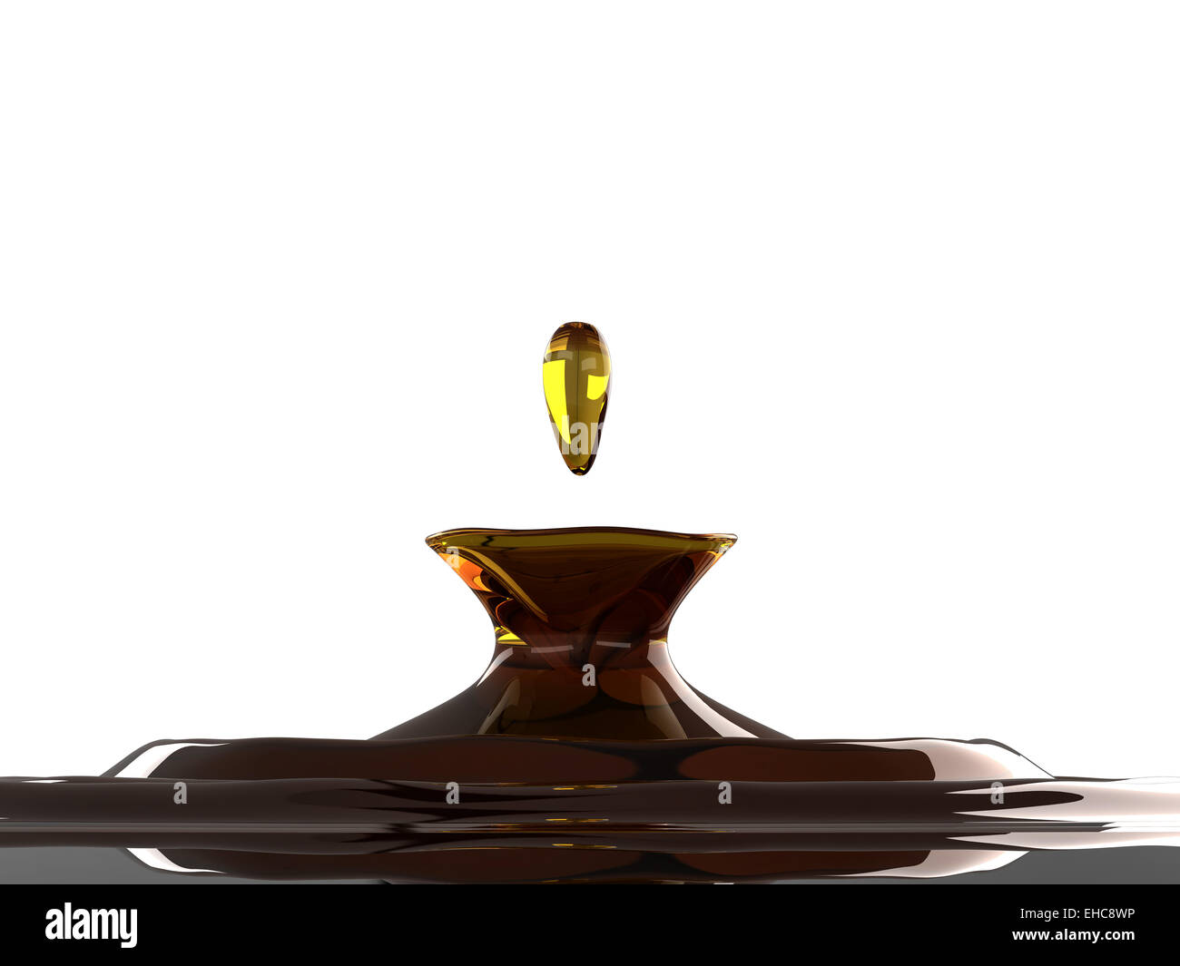 Drinks: closeup of tea drop with ripples and waves isolated on white ...