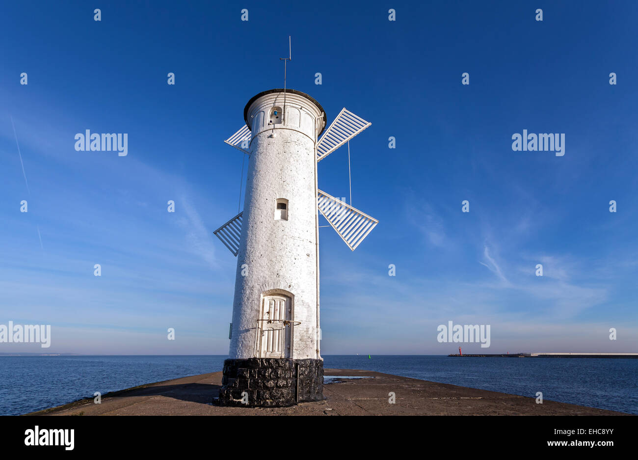 Old windmill lighthouse in Swinoujscie, Poland Stock Photo - Alamy