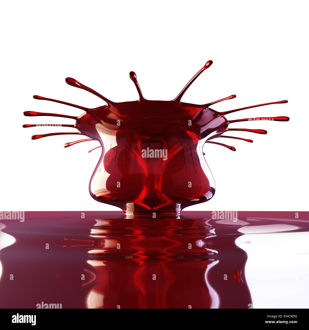Splash and splatter of cherry juice or wine isolated on white Stock ...