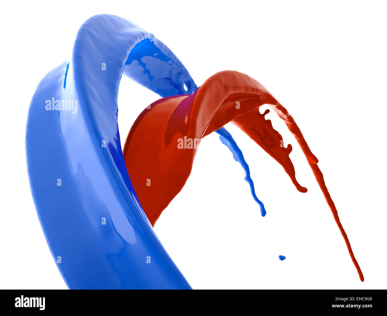 Blue and red fluid splashes isolated on white Stock Photo - Alamy
