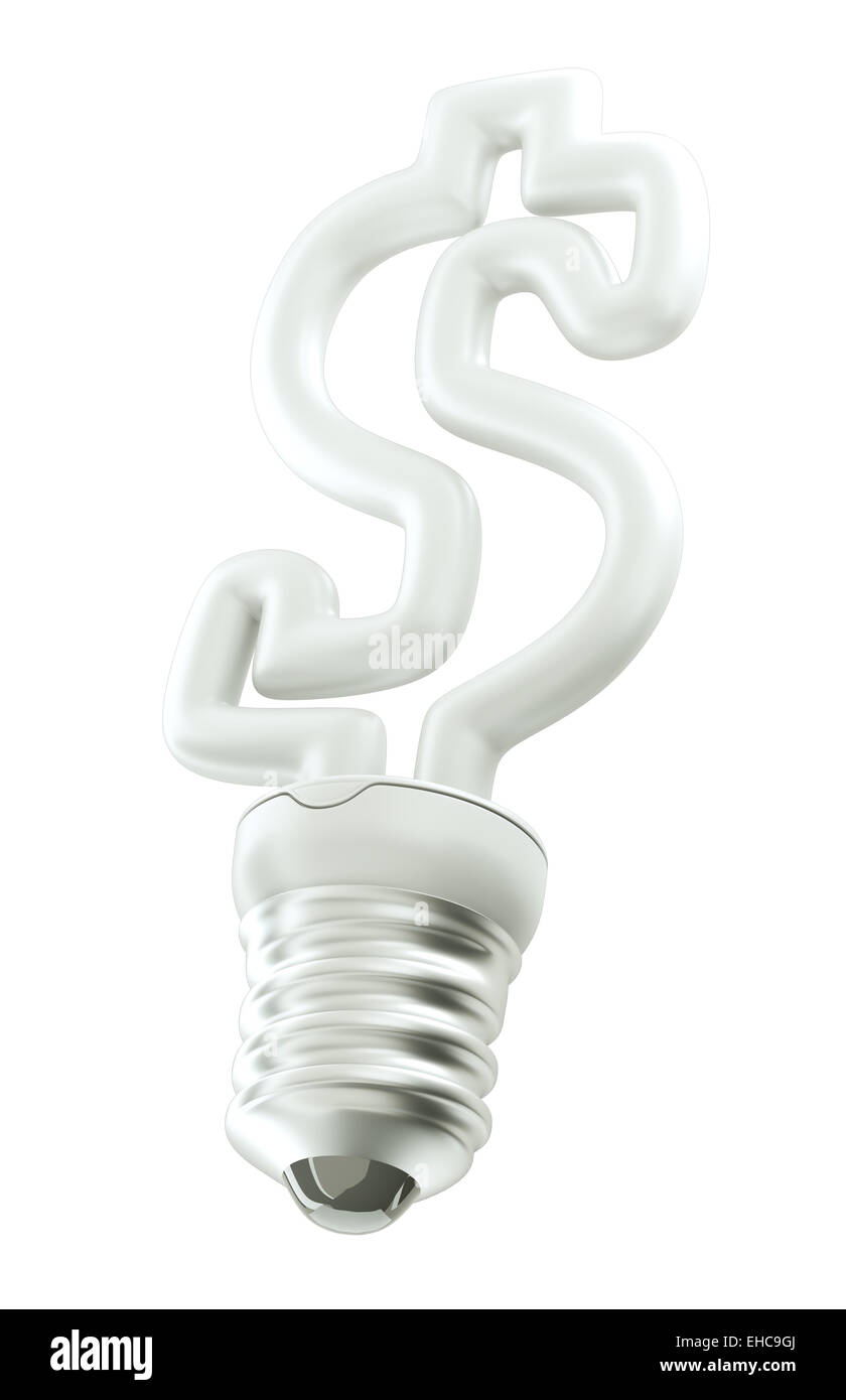 Dollar ccurrency symbol light bulb isolated over white background Stock ...