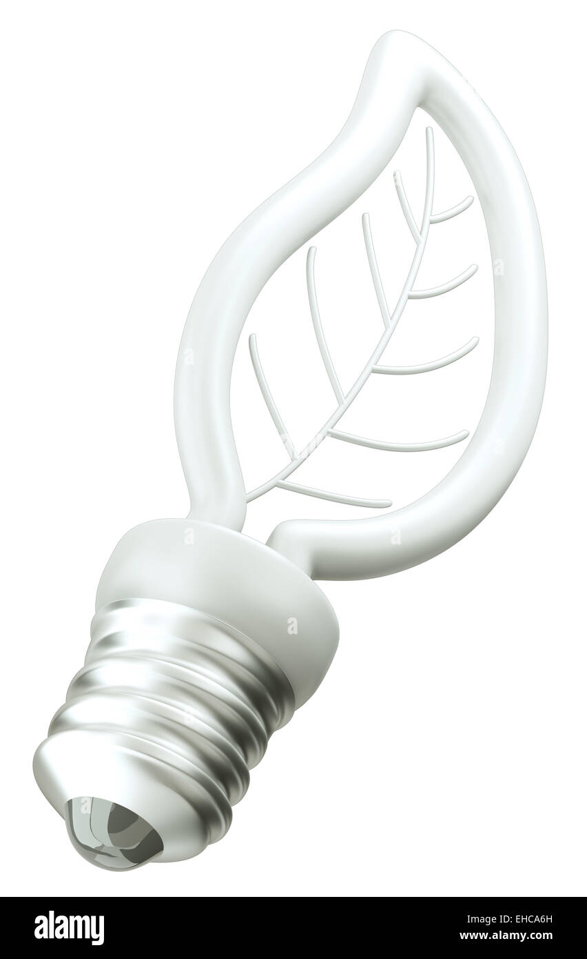 Energy and efficiency: leaf light bulb isolated over white Stock Photo ...