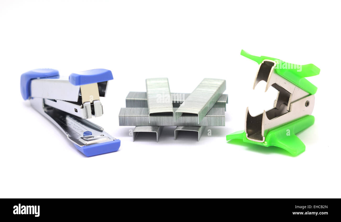 stapler and staple remover isolated on white background Stock Photo - Alamy