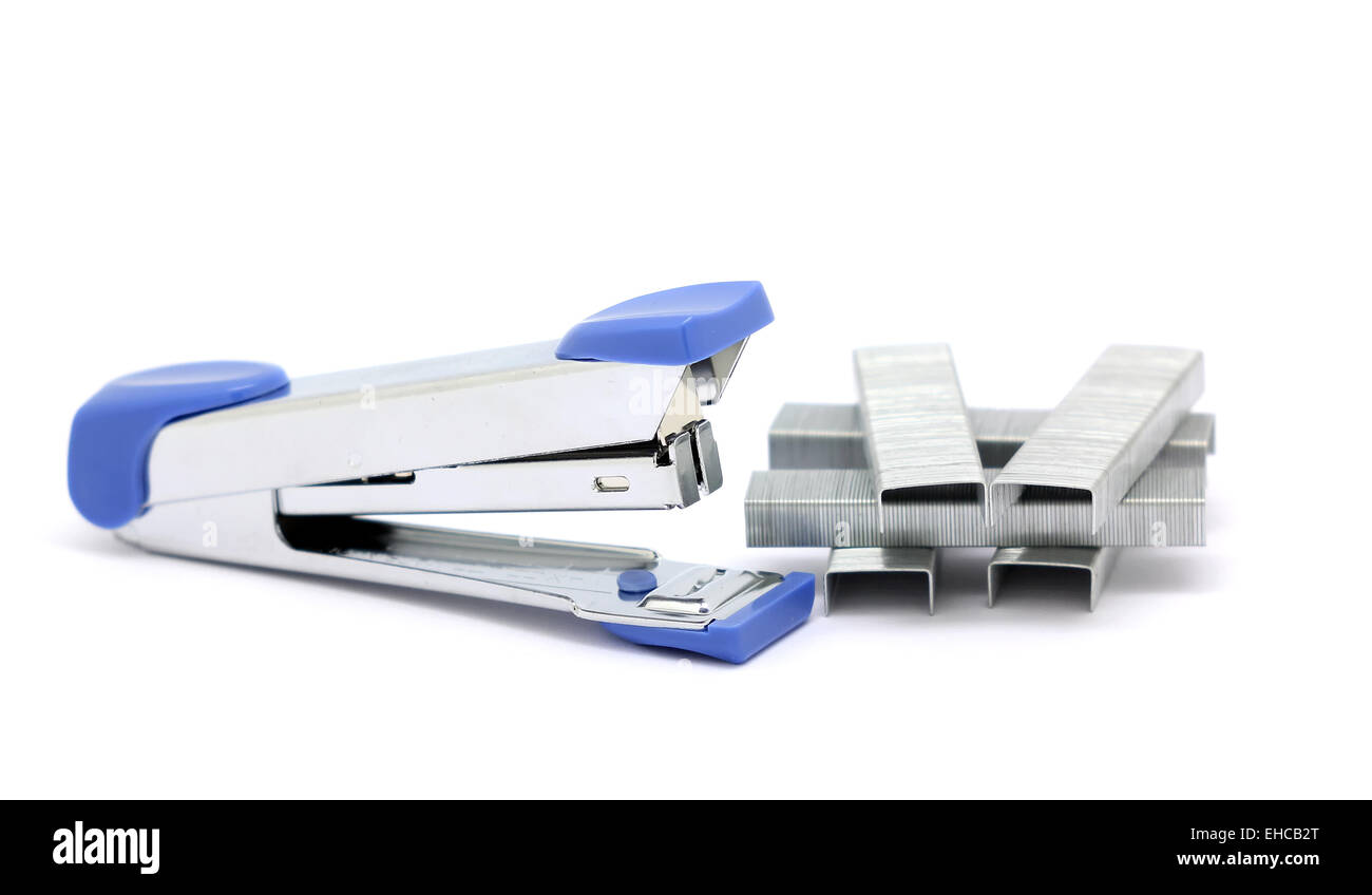 stapler and staples isolated on white background Stock Photo - Alamy