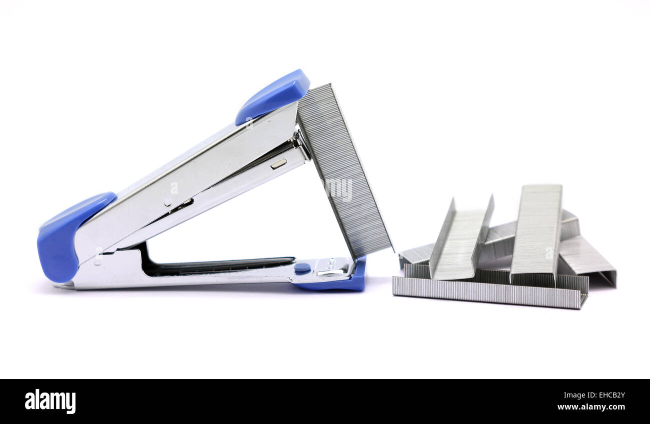 stapler and staples isolated on white background Stock Photo - Alamy