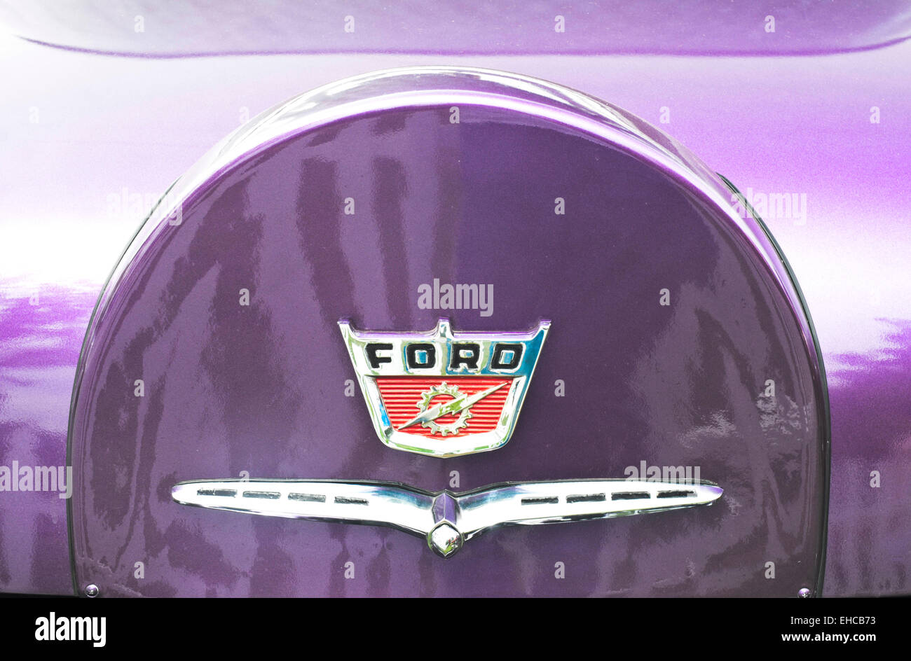 c1953 Ford Customline badge on trunk/boot lid Stock Photo - Alamy