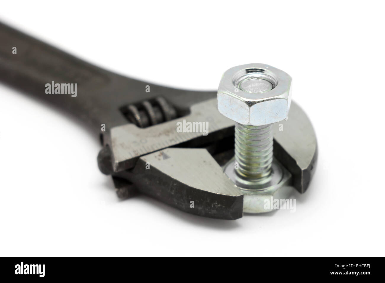 Adjustable wrench isolated on white background Stock Photo - Alamy