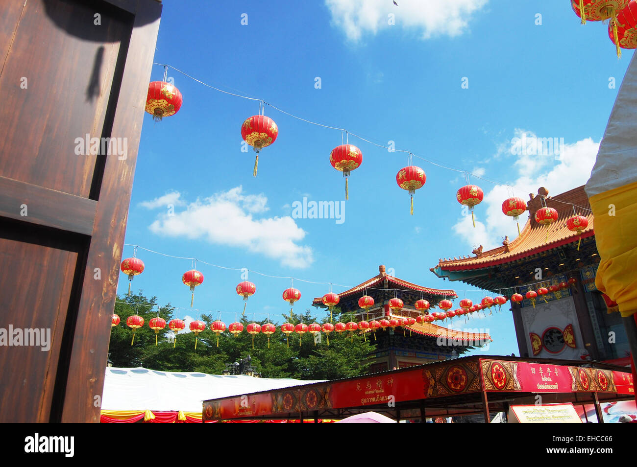 Lantern or lamp traditional lighting in Chinese temple Stock Photo - Alamy