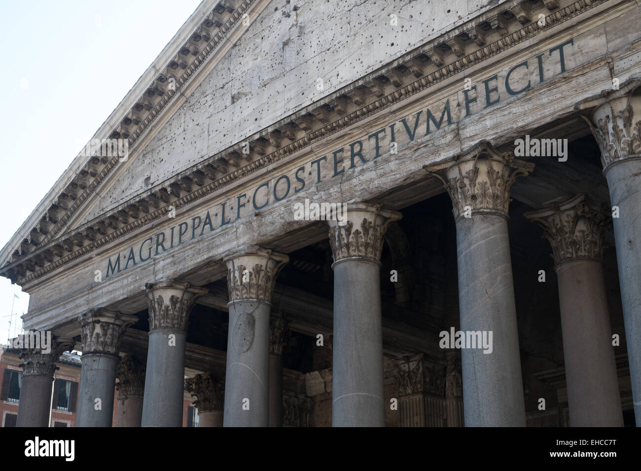 The Pantheon, Rome Italy. Portico, pediment and frieze Stock Photo - Alamy