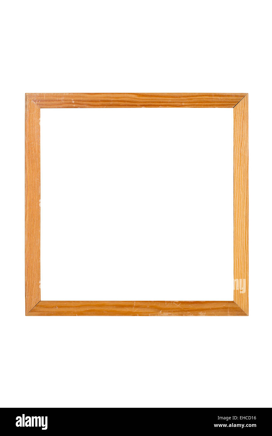 old simple wooden square picture frame, isolated on white Stock Photo ...