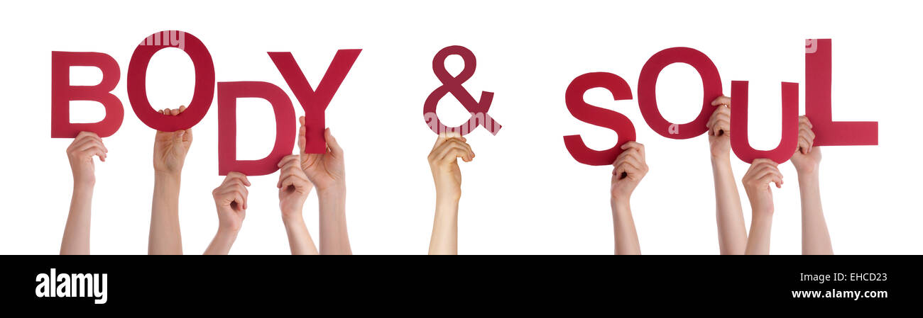 Many Caucasian People And Hands Holding Red Letters Or Characters ...