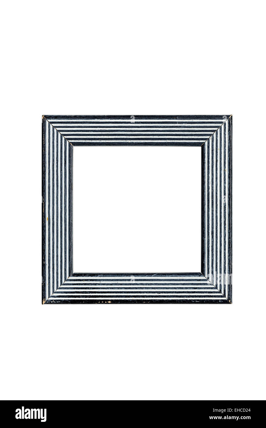 black and white square picture frame with line pattern, isolated on ...