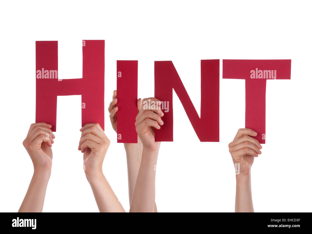 Many Caucasian People And Hands Holding Red Straight Letters Or ...