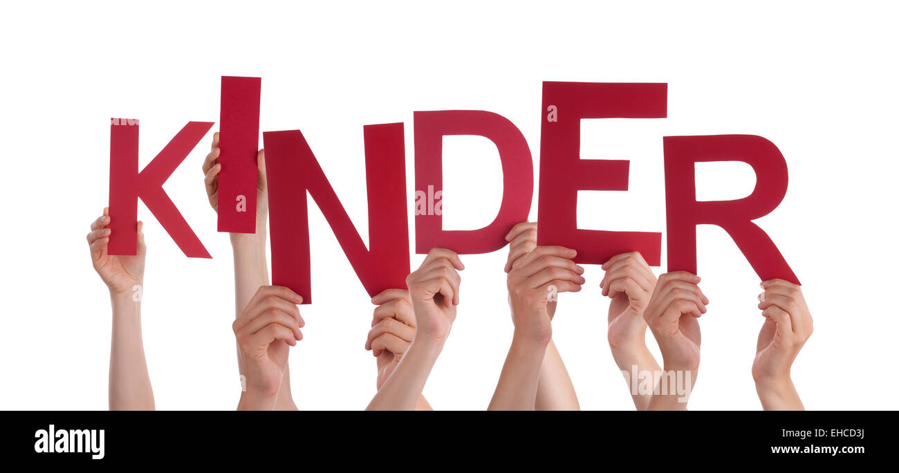 Many Caucasian People And Hands Holding Red Letters Or Characters ...