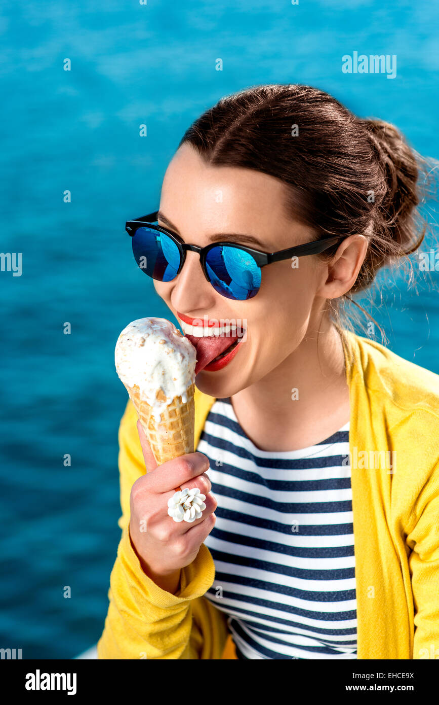 Woman with ice cream hi-res stock photography and images - Alamy