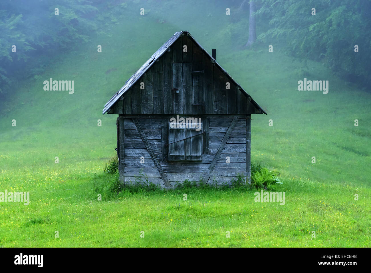 alone cabin in the woods Stock Photo - Alamy