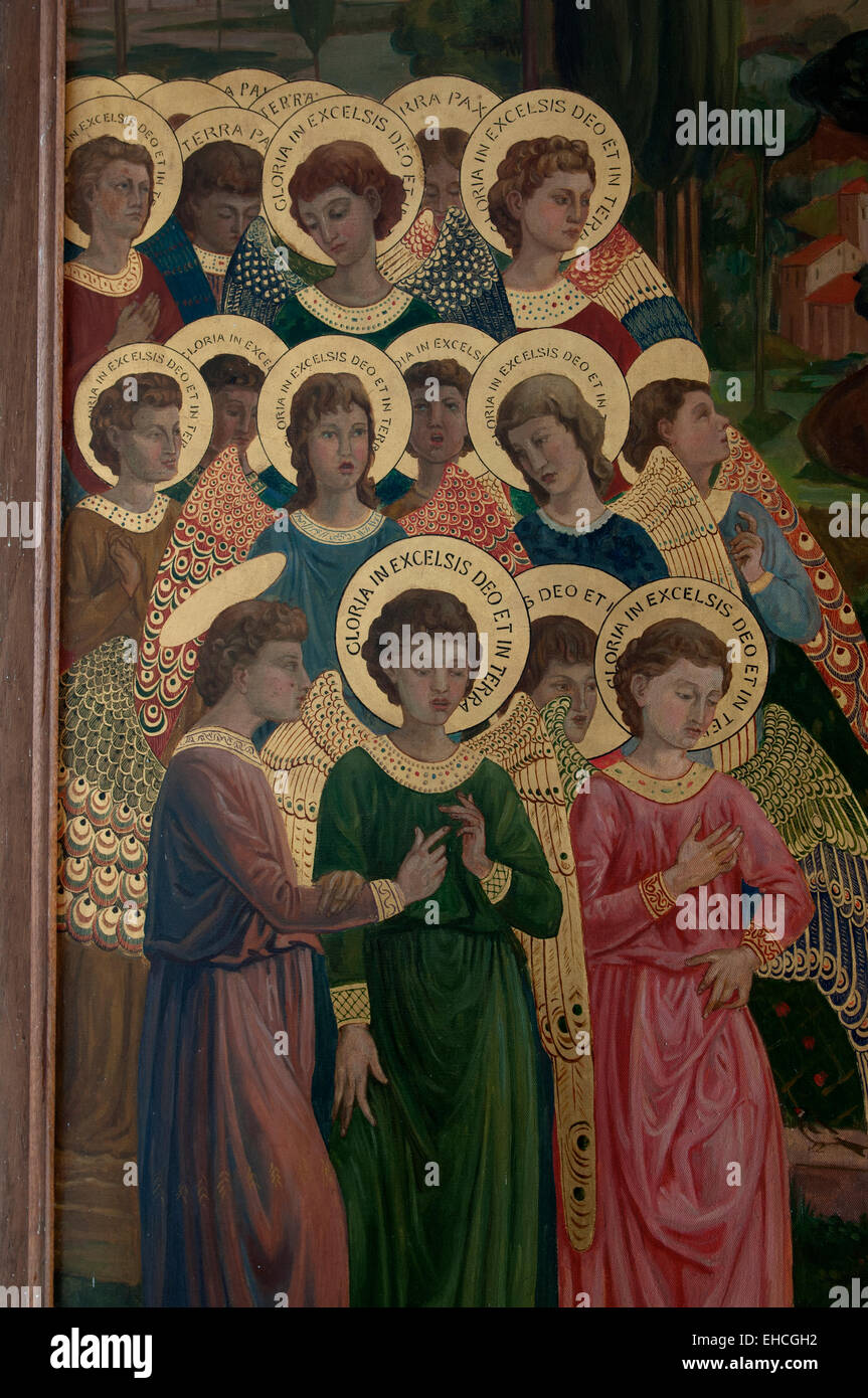 Reredos detail, St. Nicholas Church, Kemerton, Worcestershire, England ...
