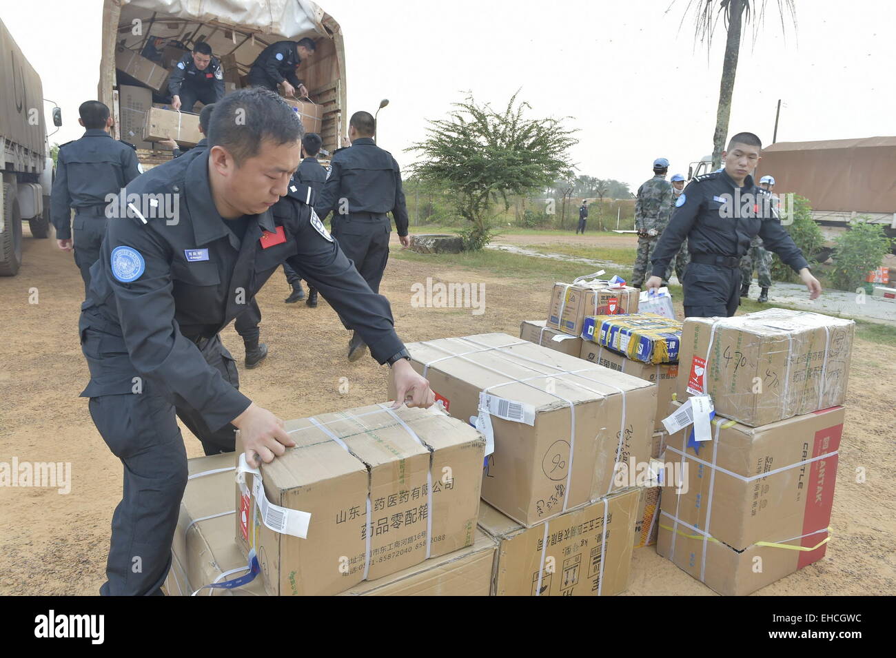 Monrovia. 11th Mar, 2015. Police officers of the third Chinese riot ...