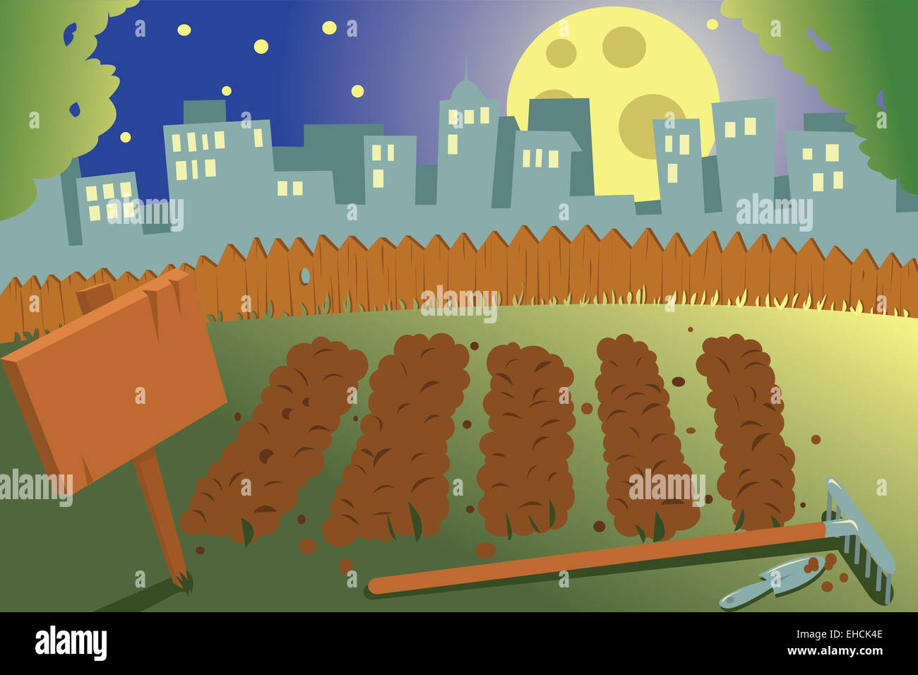 Vegetable garden by night Stock Photo - Alamy