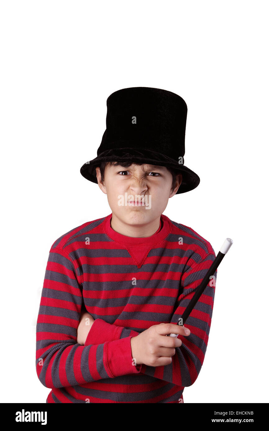 Young magician boy on isolated background Stock Photo - Alamy