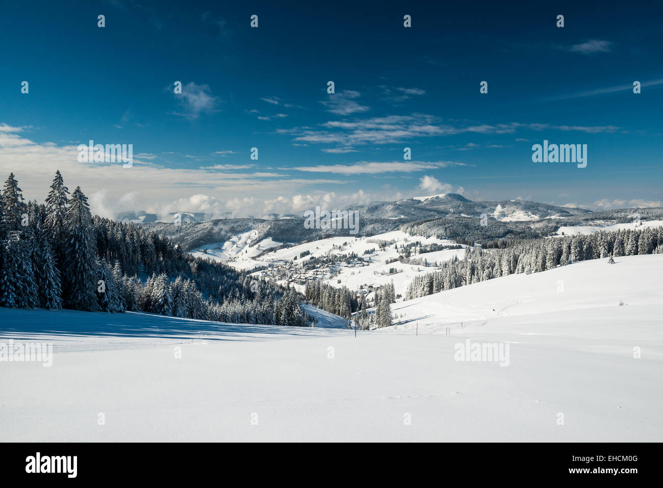 Snowy winter landscape, Todtnauberg, Black Forest, Baden-Württemberg ...