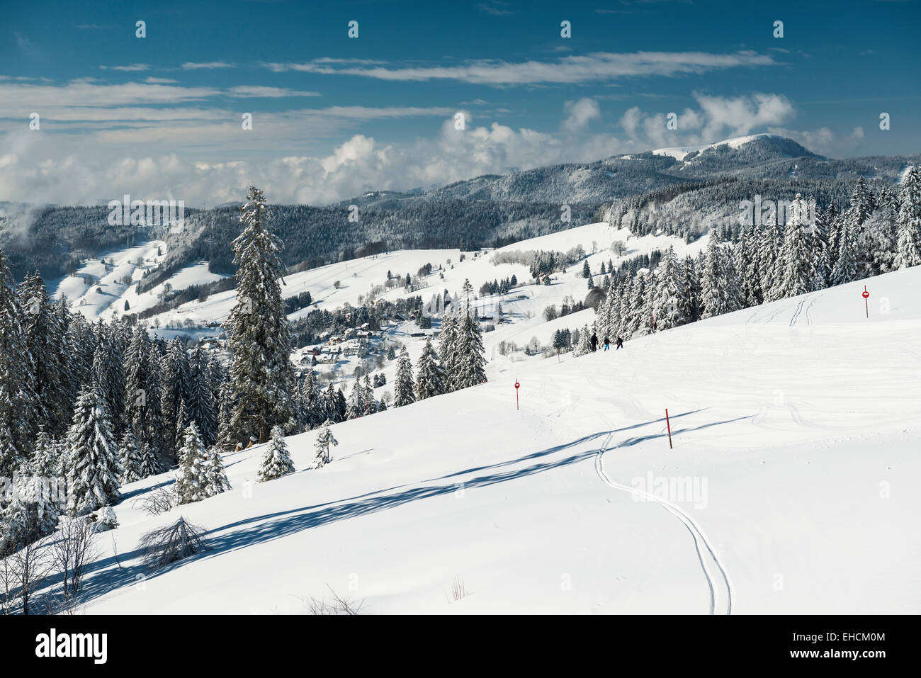 Snowy winter landscape, Todtnauberg, Black Forest, Baden-Württemberg ...