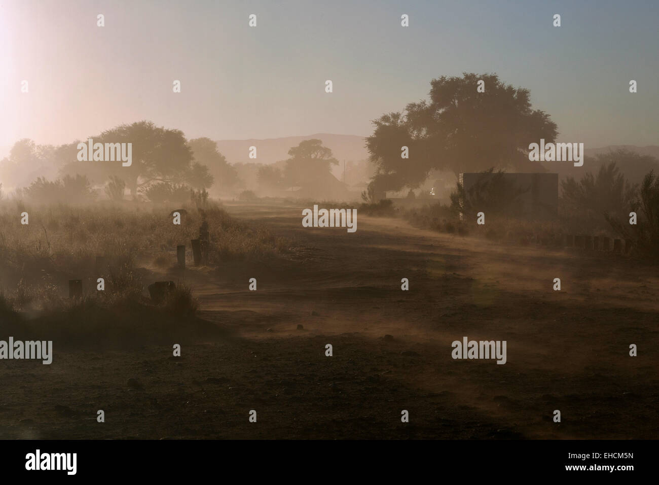 Sandstorm at Sesriem Camp, Sesriem, Namibia Stock Photo - Alamy