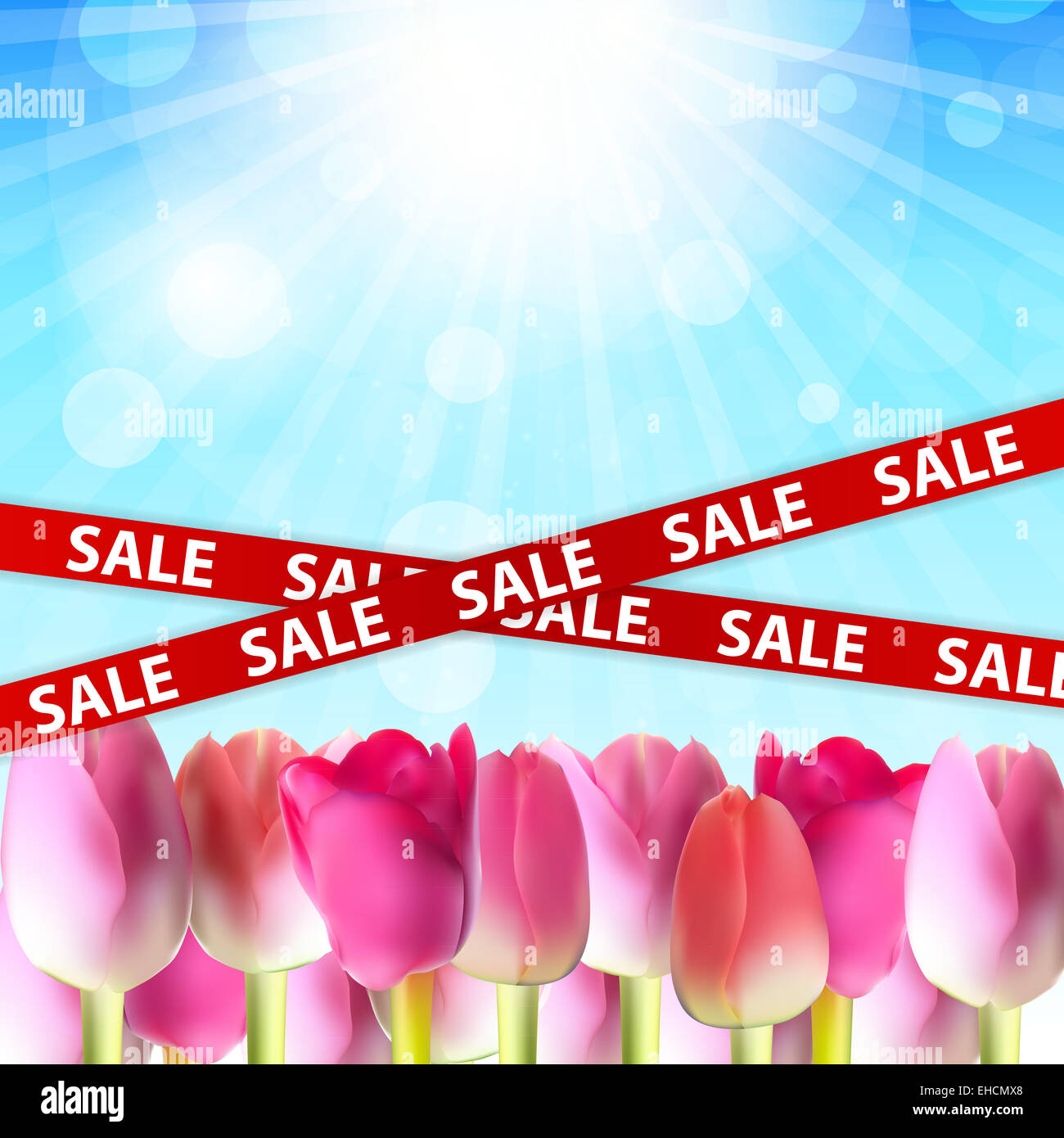 Spring Sale Concept with Nature and Ribbons. Vector Illustration Stock ...
