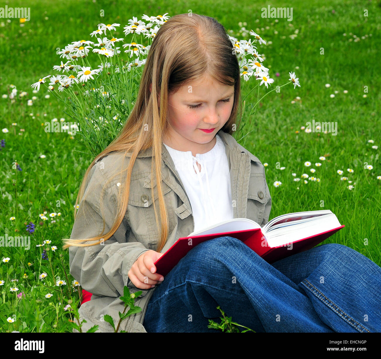 Child reading book Stock Photo - Alamy