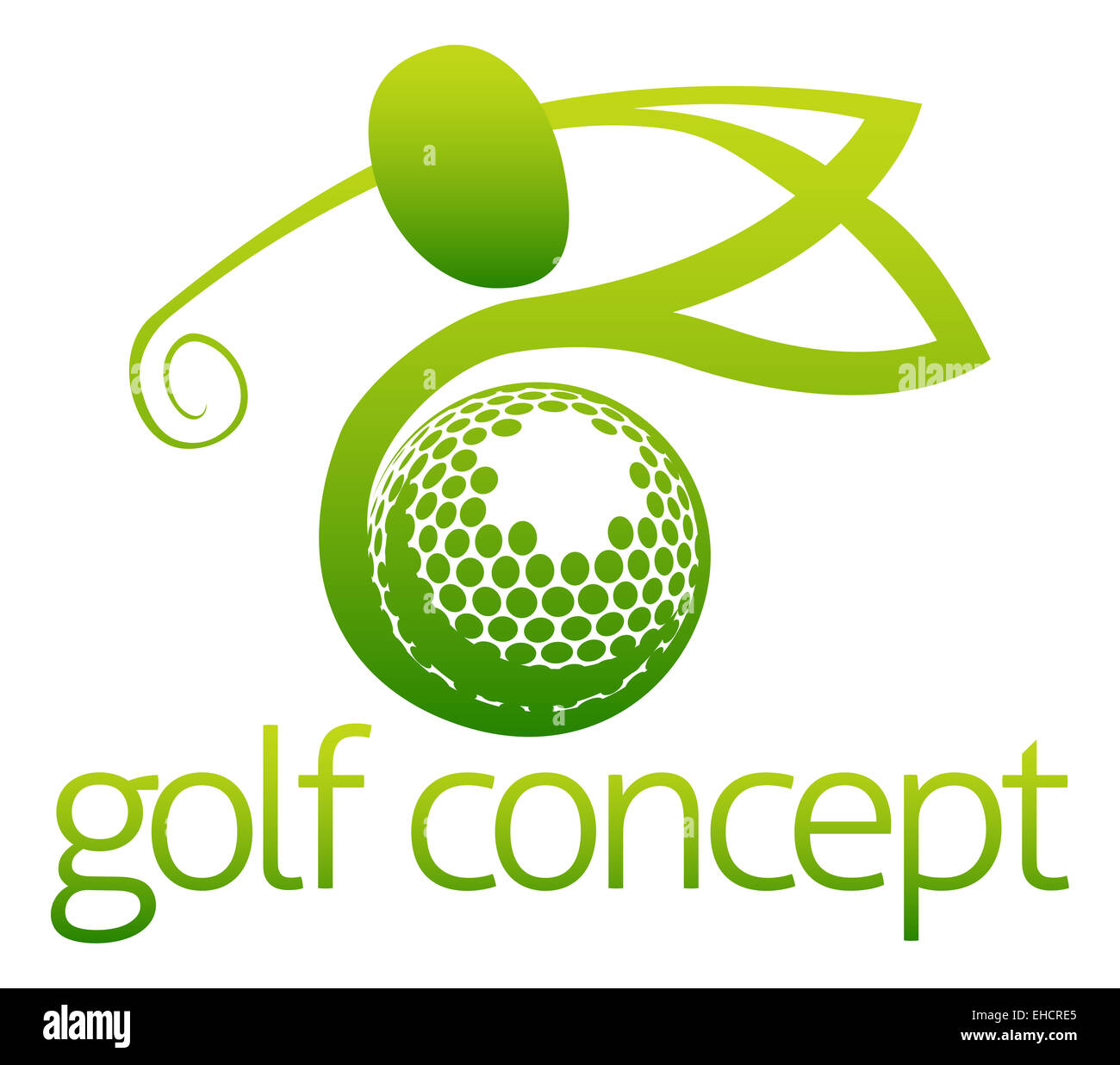 An illustration of an abstract golfer swinging his golf club and golf ...