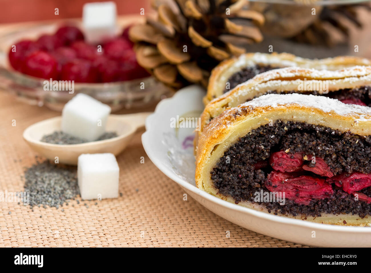 Cherry strudel with poppy hi-res stock photography and images - Alamy