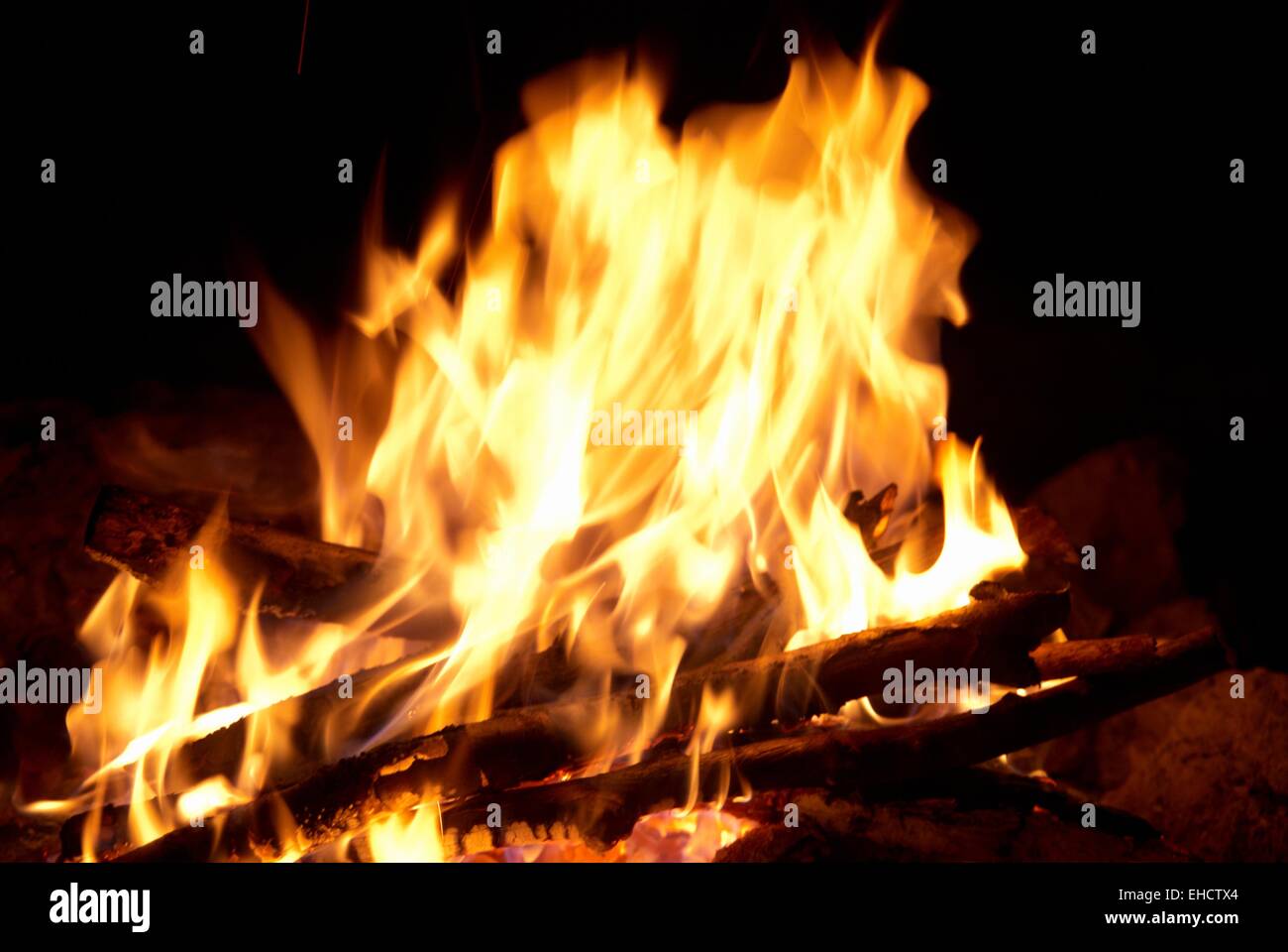 Red bright campfire with the black background Stock Photo - Alamy