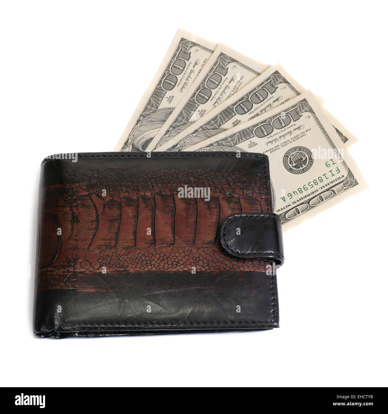 Wallet with dollars isolated on white background Stock Photo - Alamy