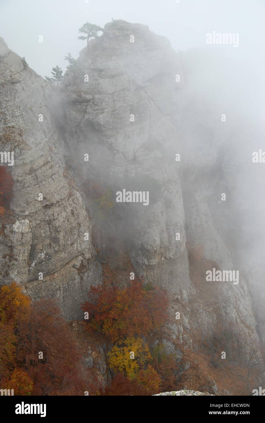 Mist in the mountains- landscape with clouds and rocks Stock Photo - Alamy